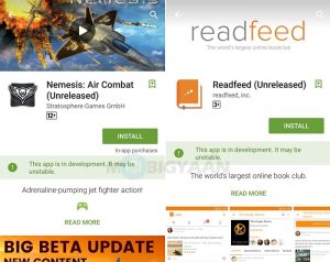 Google Play Early Access section showing up to some on Play Store