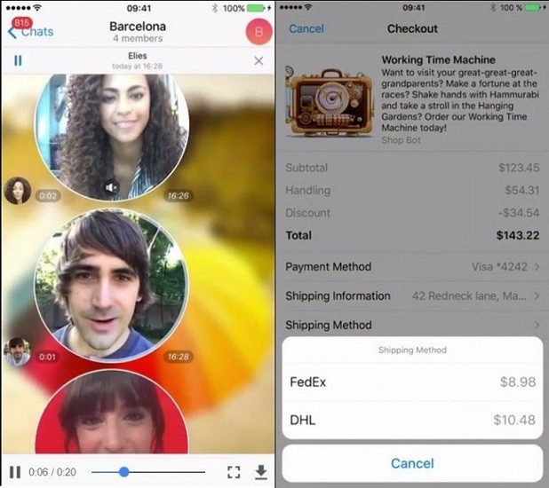 Telegram 4.0 released with video messages, bot payments and more Telegram 4.0 released with video messages, bot payments and more