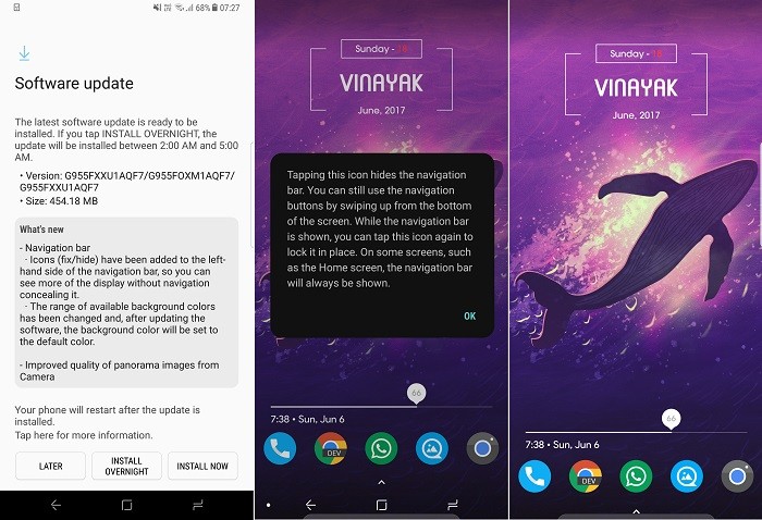 Latest update lets you hide the navigation bar on Galaxy S8 and S8+ Latest update lets you hide the navigation bar on Galaxy S8 and S8+