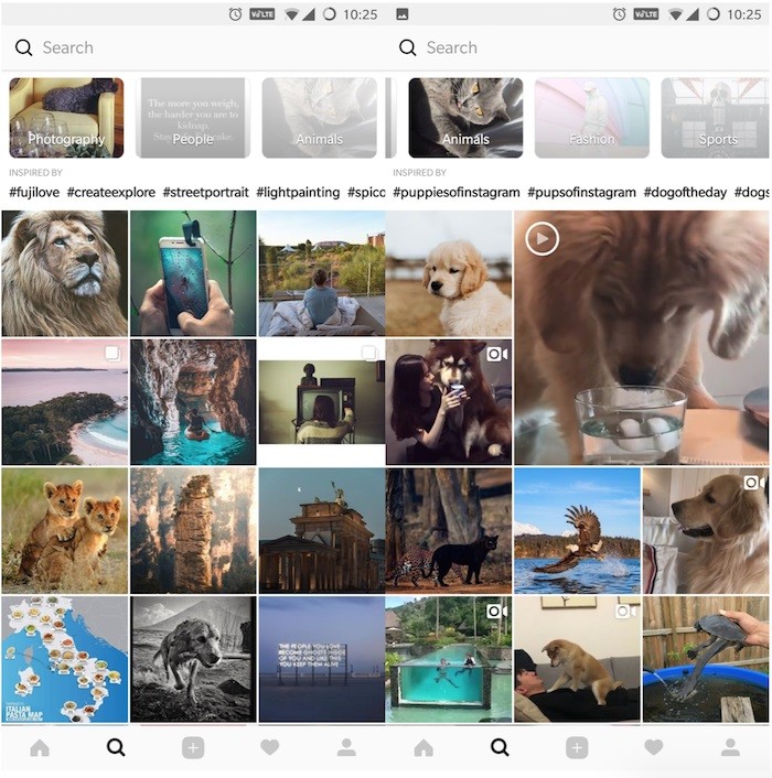 Instagram testing new layout for its Explore tab with categorized content Instagram testing new layout for its Explore tab with categorized content