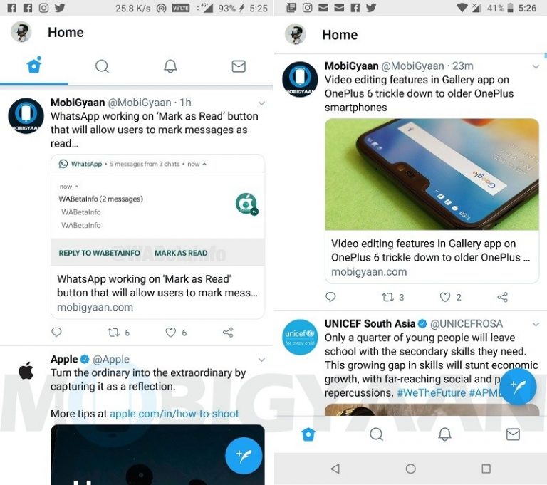 Twitter updates its Android app with a bottom navigation bar