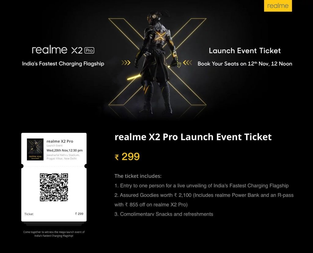 Realme X2 Pro launch event tickets to go on sale tomorrow for ₹299 Realme X2 Pro launch event tickets to go on sale tomorrow for ₹299