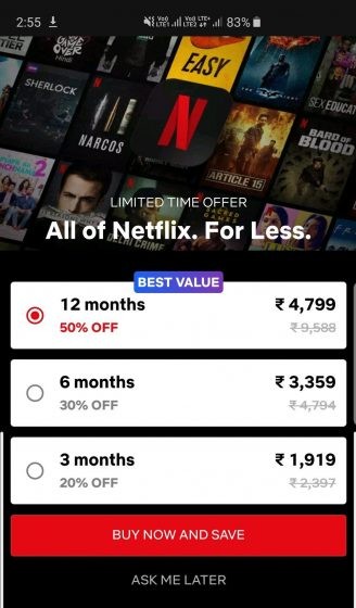 Netflix is now testing cheaper long-term plans in India Netflix is now testing cheaper long-term plans in India