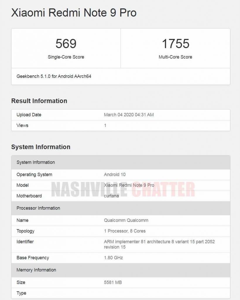 Xiaomi's Redmi Note 9 Pro appears on Geekbench ahead of launch