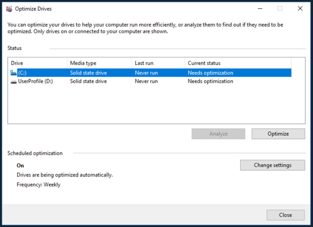 How to defrag drives on Windows 10