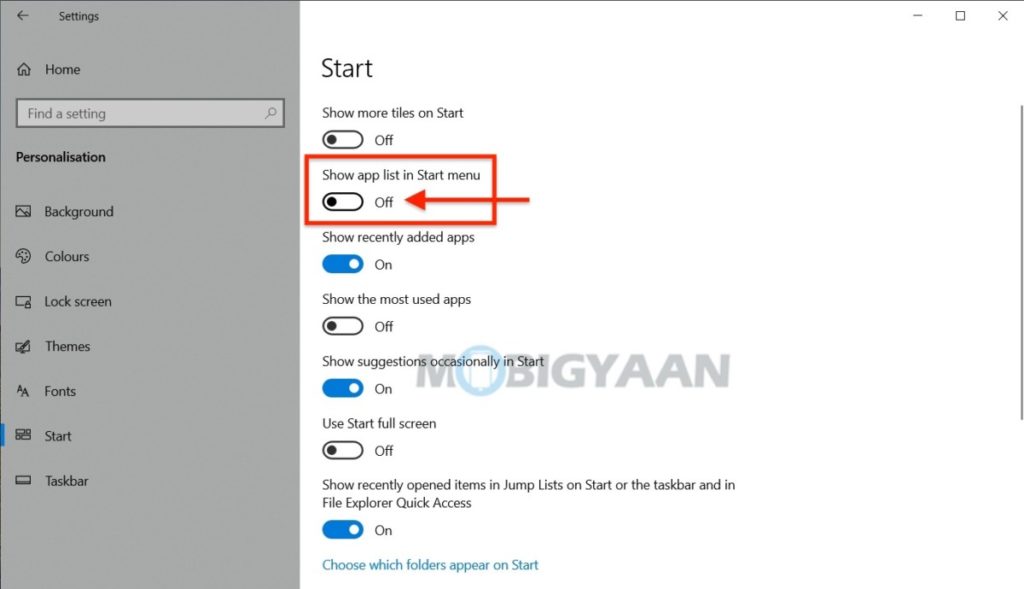 How to hide apps in Start menu on Windows 10