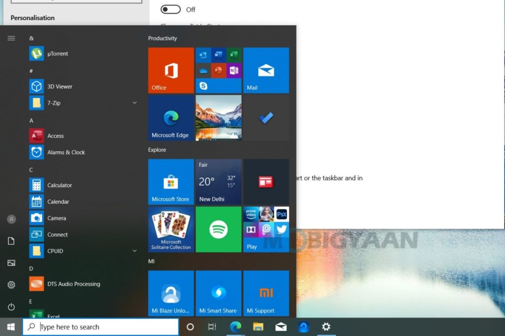 How to turn on/off full screen start menu on Windows 10