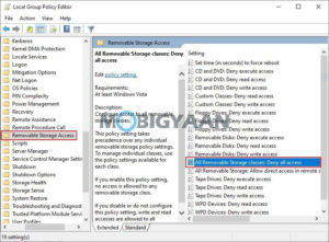How to disable Remove Storage access in Windows 10 computer