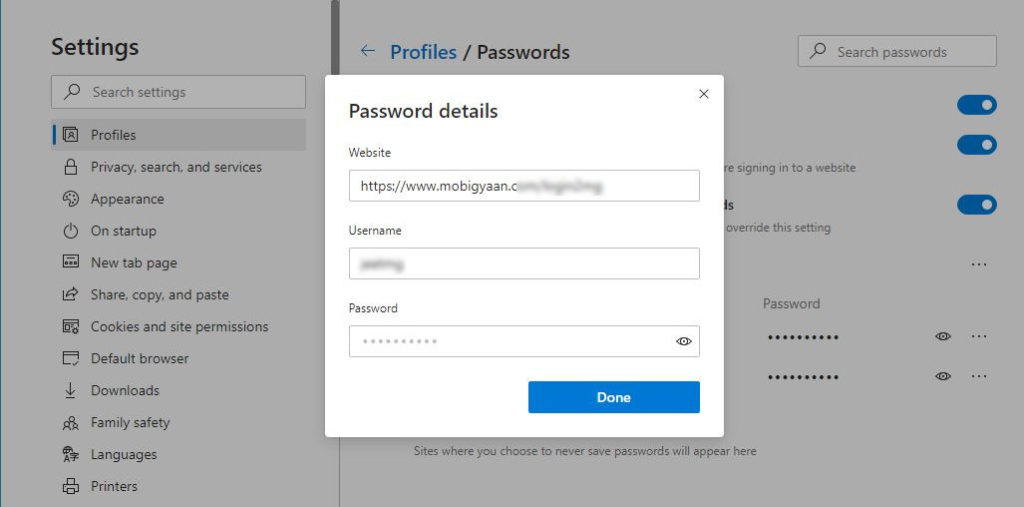How to manage saved passwords in Microsoft Edge