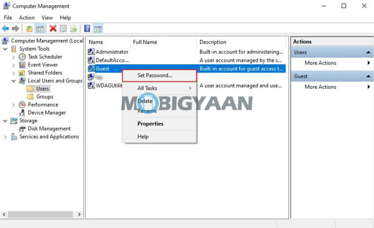 How to set password for Guest account in Windows 10