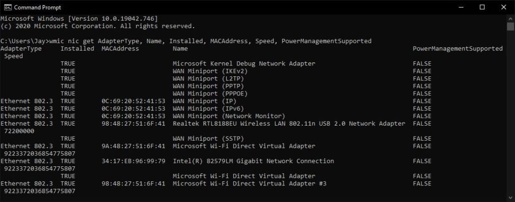 How to check Network Adapter information in Windows 10