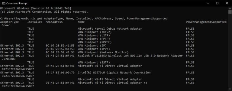 How to check Network Adapter information in Windows 10