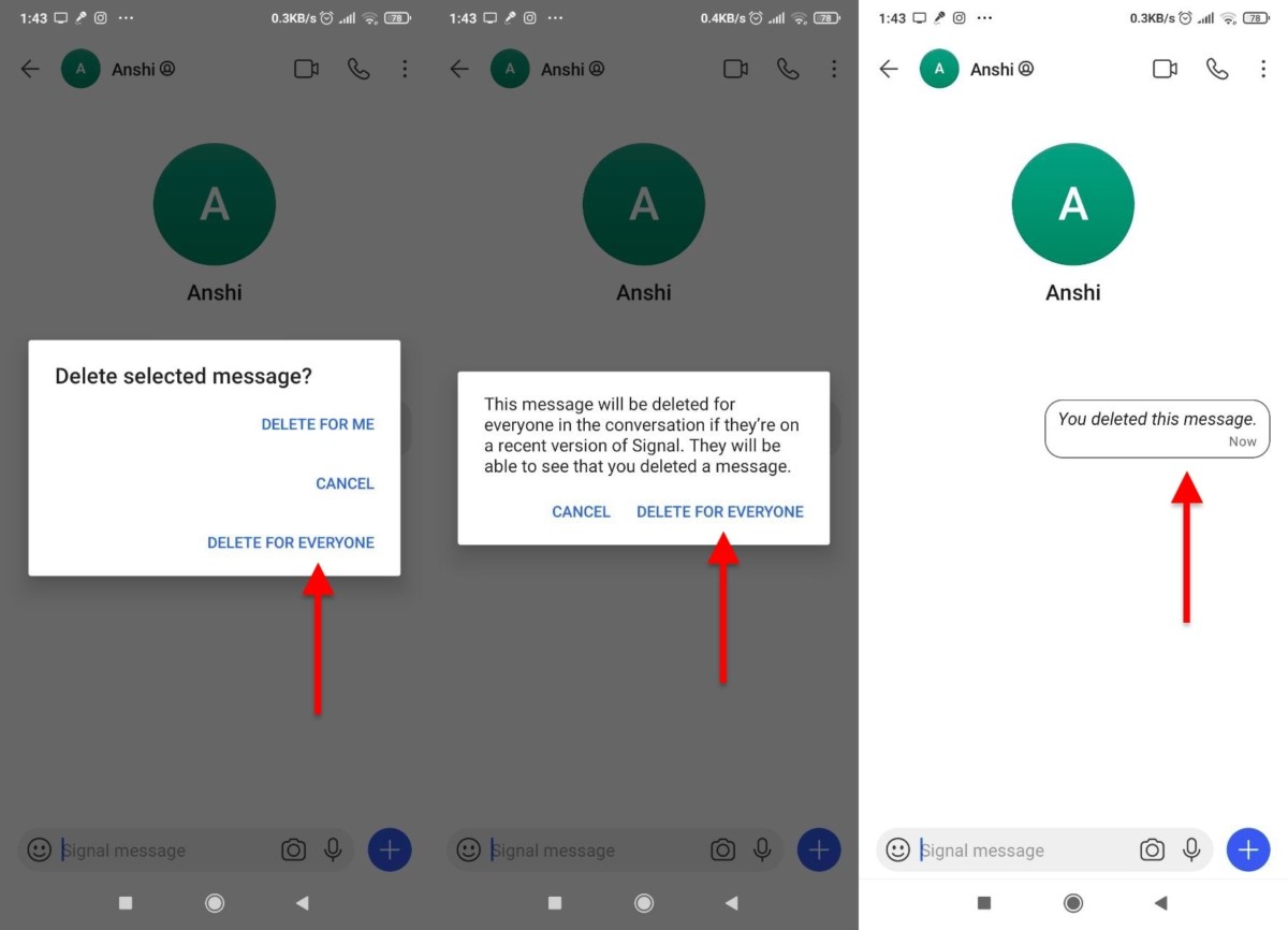 How to delete or unsend messages in Signal for mobile