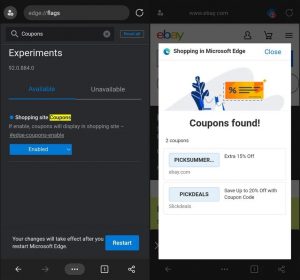How to enable Shopping coupon feature in Microsoft Edge on Android