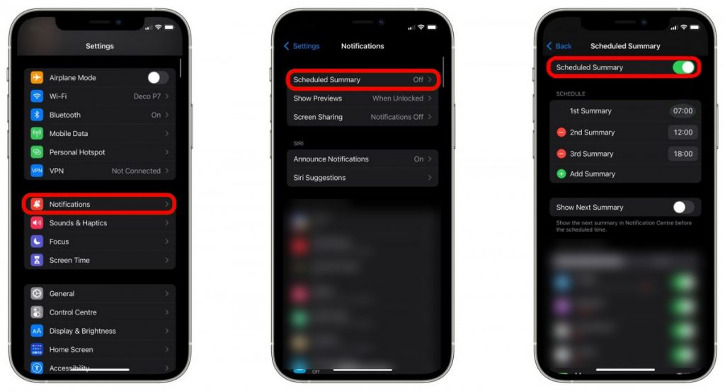How to set up scheduled Notification Summary on Apple iPhone