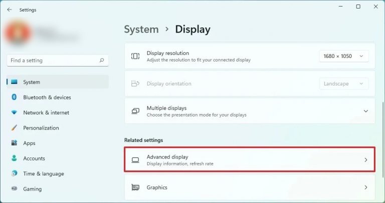 How to adjust or change display refresh rate in Windows 11