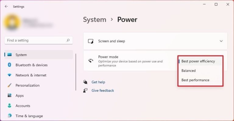 How to change Power Modes in Windows 11