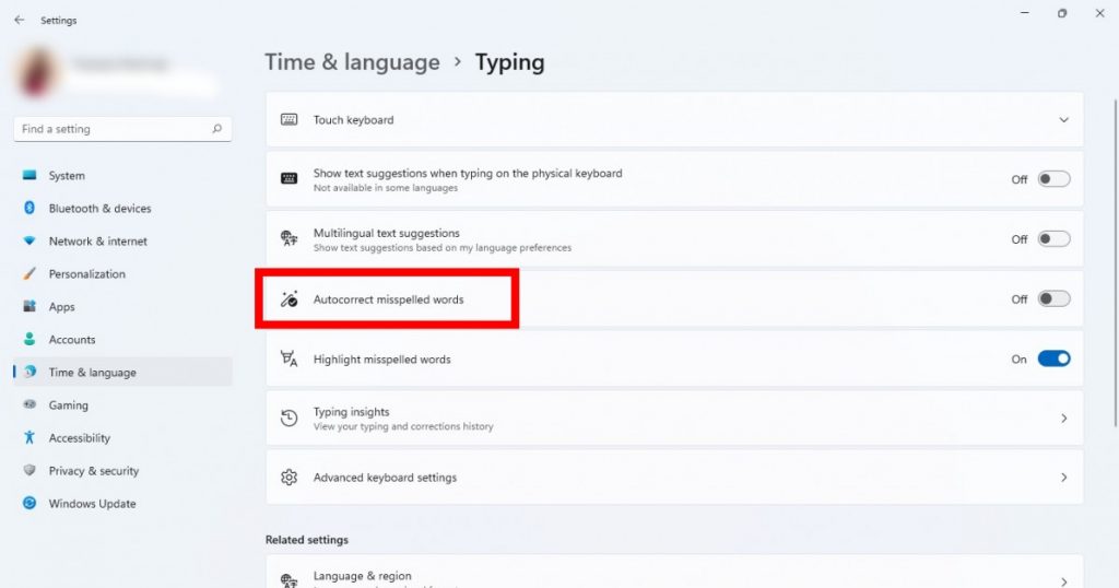 How to disable touch keyboard autocorrect in Windows 11
