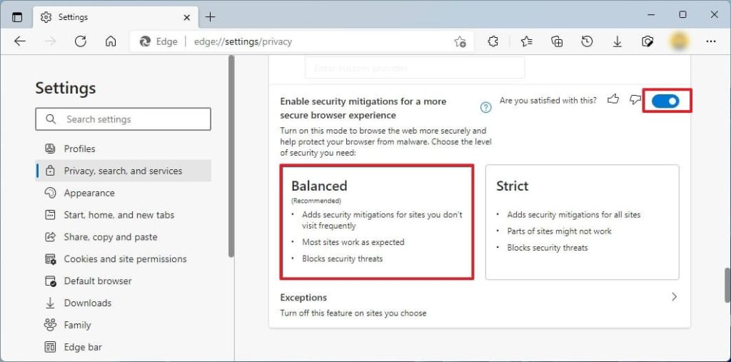 How to enable Security Mitigations feature on Microsoft Edge