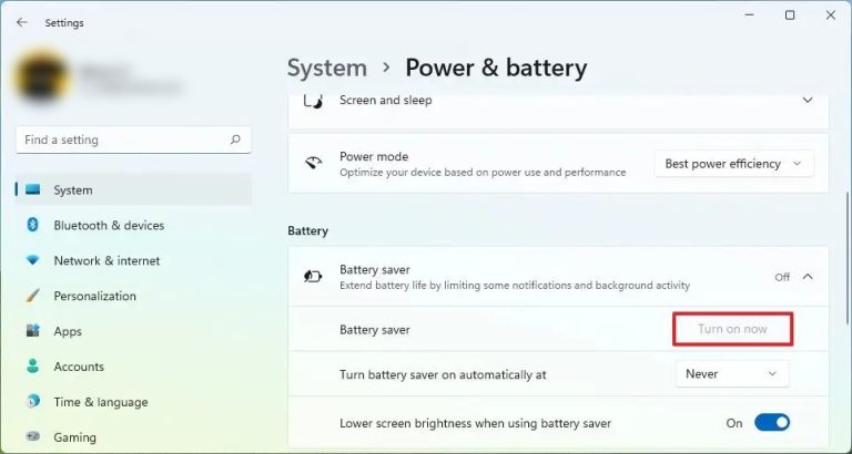 How to enable Battery Saver mode in Windows 11