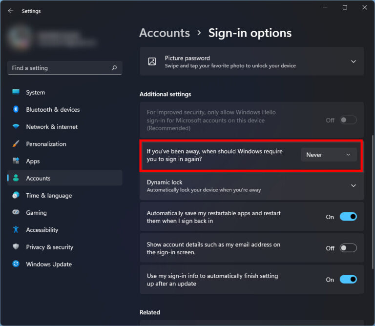 How to quickly and easily disable Login after sleep in Windows 11