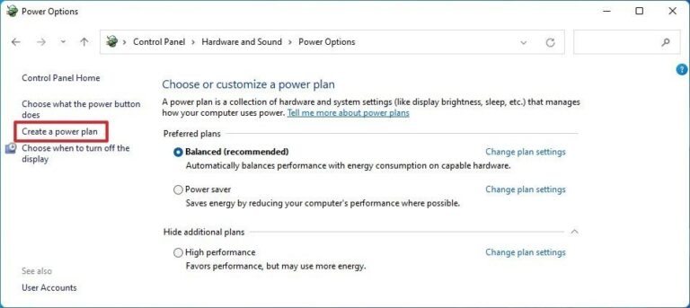 How to create a new custom power plan in Windows 11