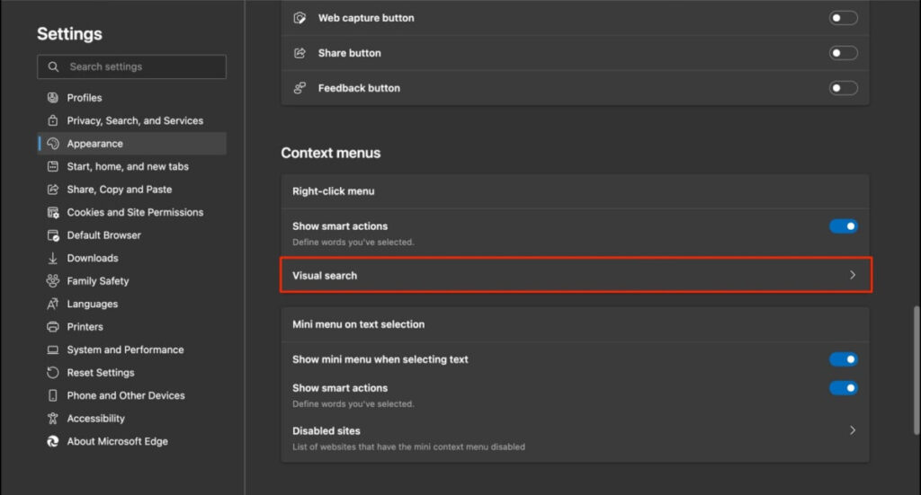 How to quickly and easily disable Visual Search in Microsoft Edge How to quickly and easily disable Visual Search in Microsoft Edge