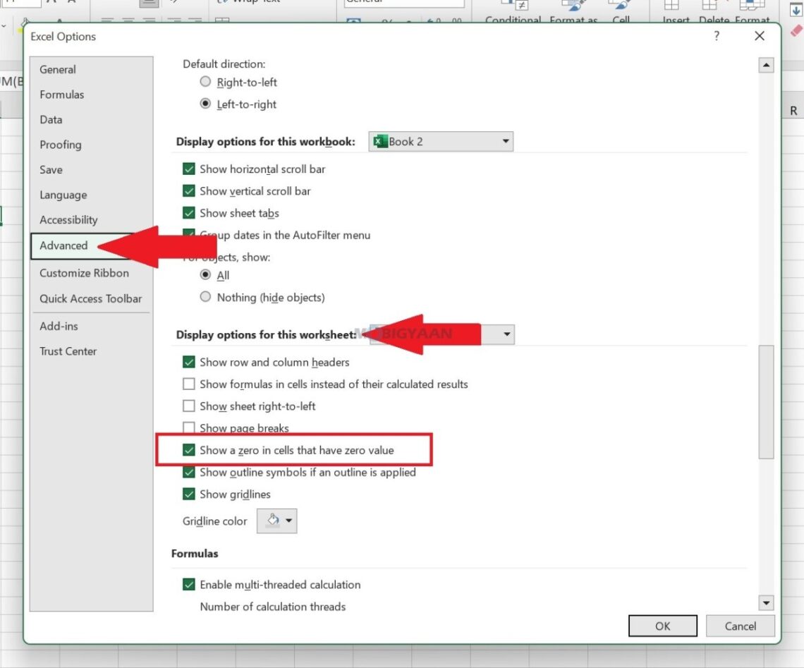 How To Show Or Hide Zero Values In A Microsoft Excel Sheet
