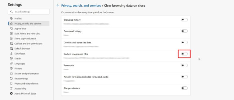 How to automatically clear cache on exit with Microsoft Edge