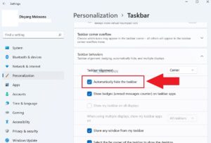 How to automatically hide Taskbar in Windows 11