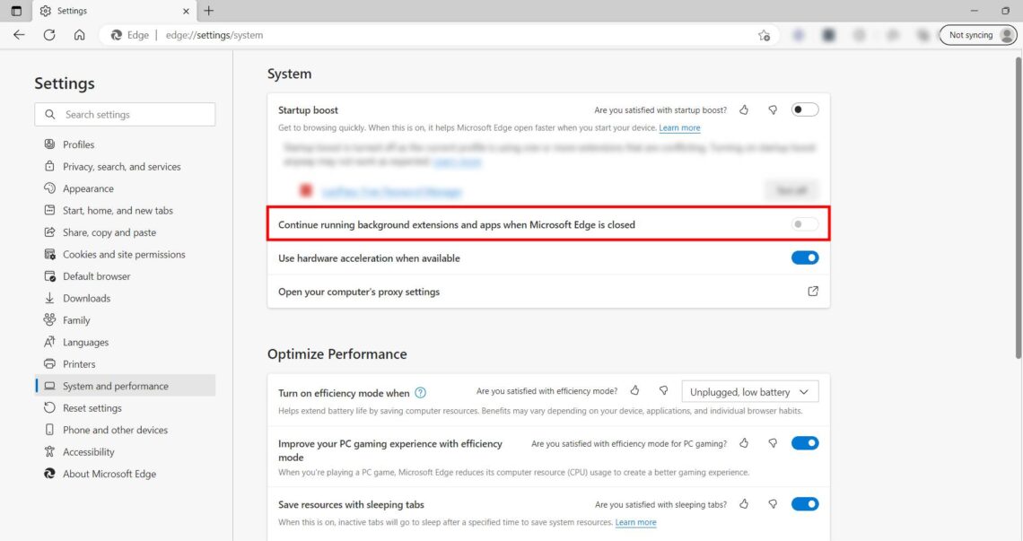 How to stop Microsoft Edge from running in the background
