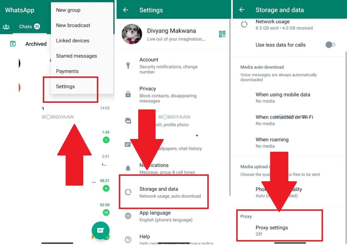 How to add a proxy in WhatsApp