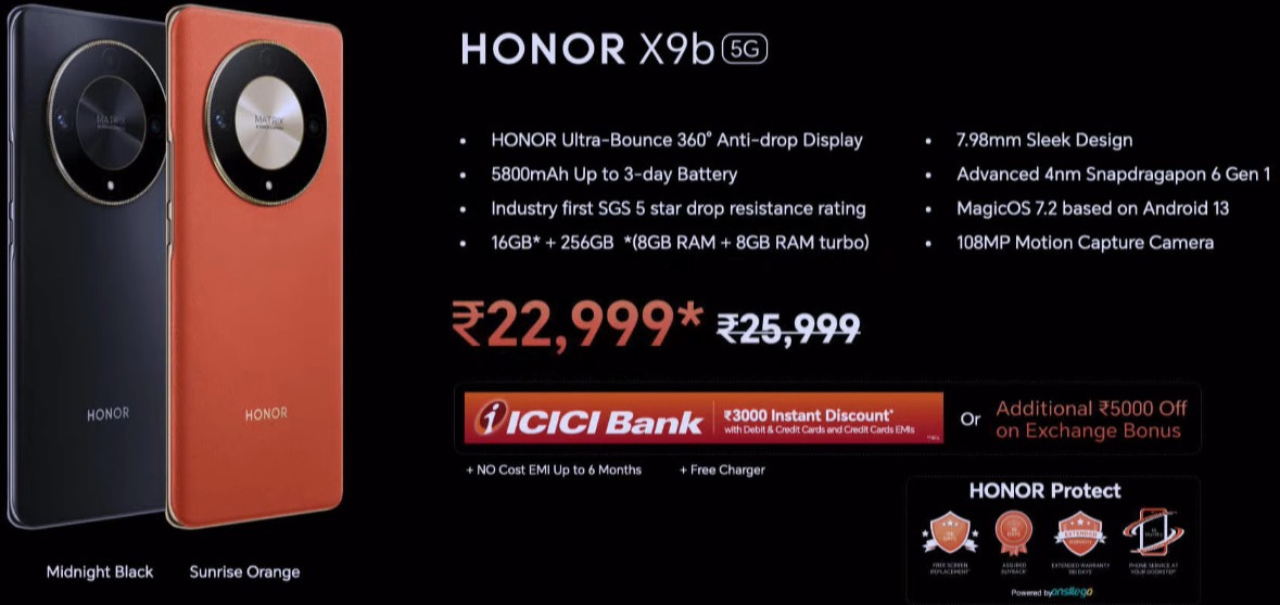 HONOR X9b 5G launched in India at ₹25,999, features 120Hz curved 1.5K ...