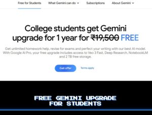 Google offers free Gemini AI Pro worth ₹19,500 to Indian Students
